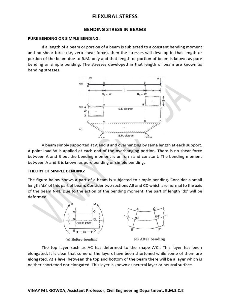 NOTES_BENDING STRESS IN BEAMS | PDF | Bending | Beam (Structure)