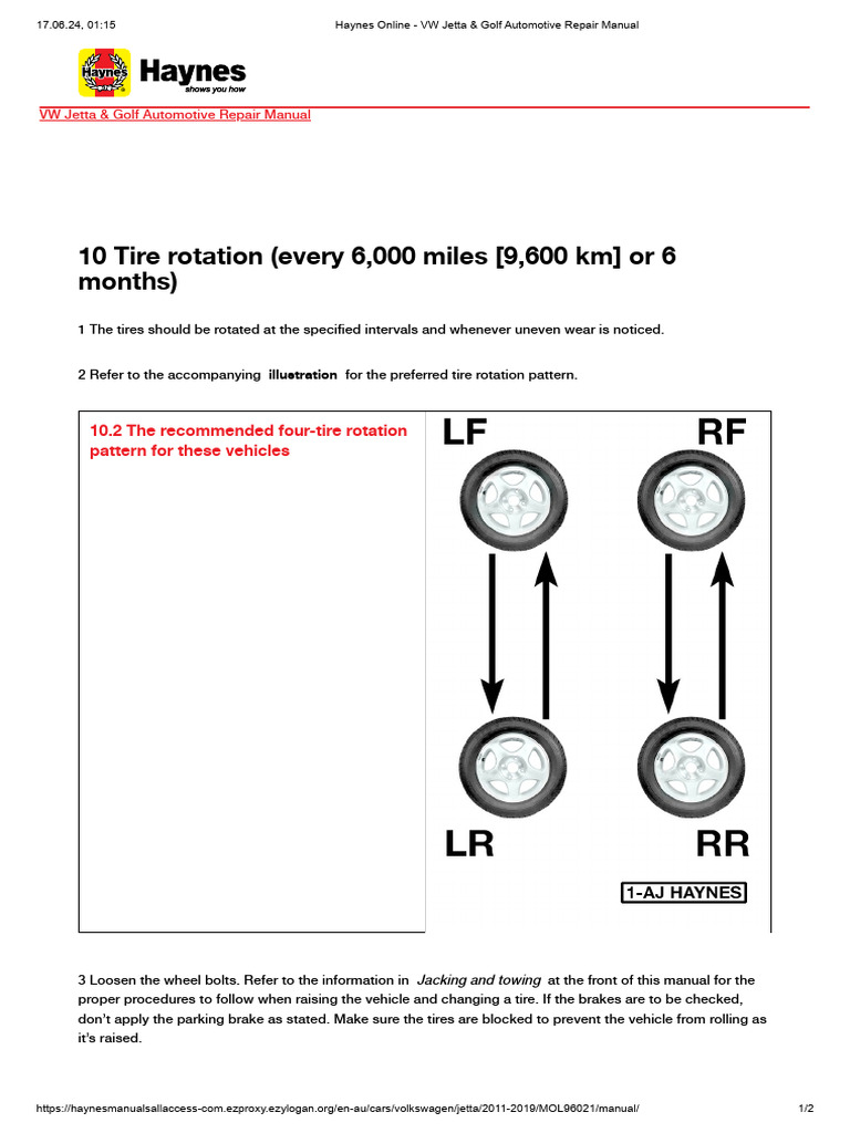1 Tune-Up and Routine Maintenance 10 Tire Rotation (Every 6,000 Miles ...