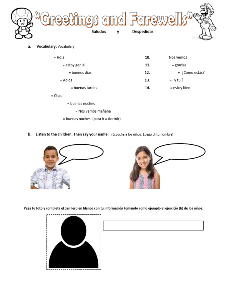 Worksheet - Saludos y Despedidas | PDF