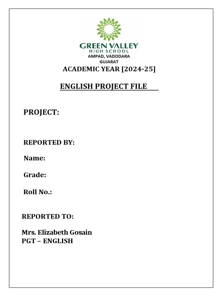 English Project File for 2024-25 | PDF