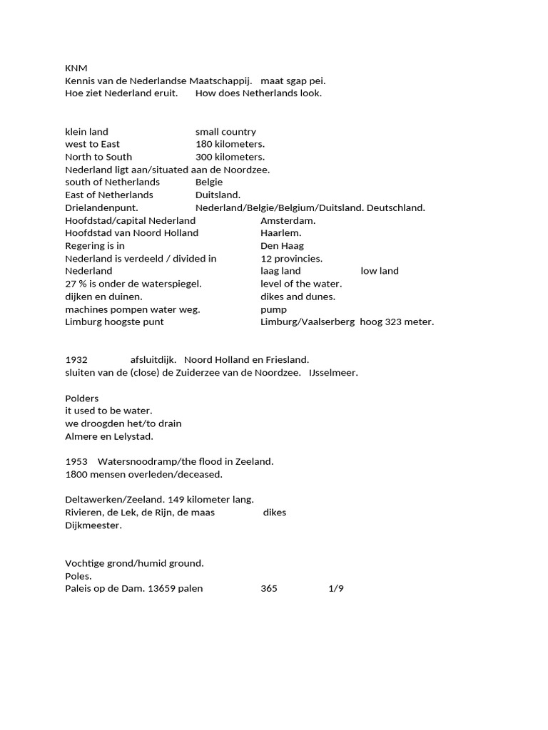 KNM Les 1 en Anrwoorden | PDF