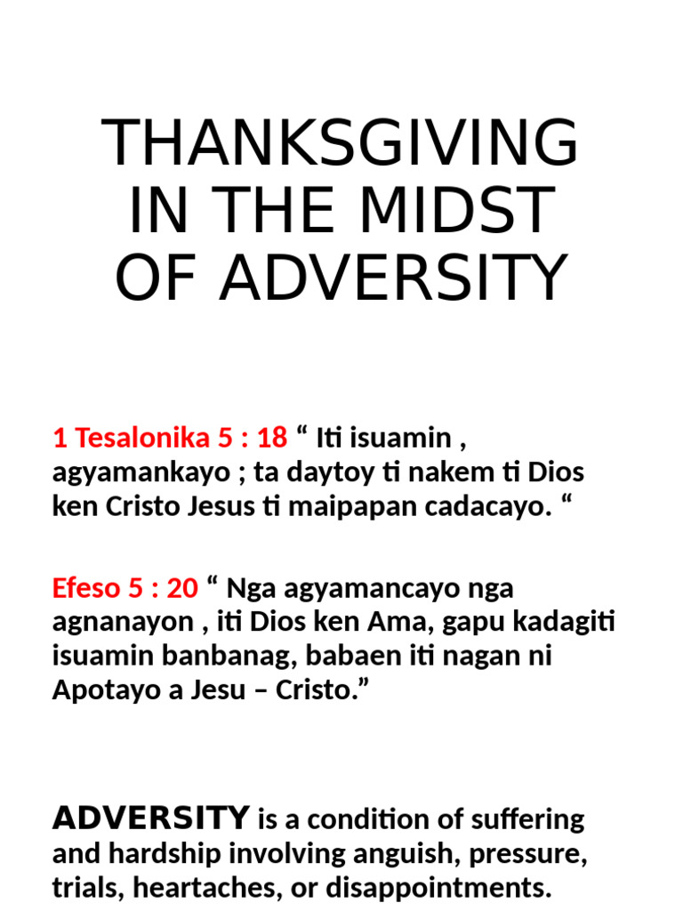 Thanksgiving in The Midst of Adversity | PDF