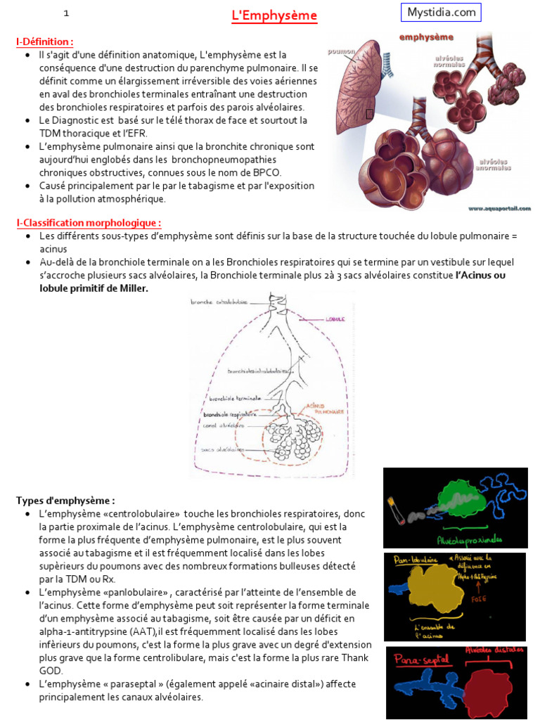 Emphysème centrolobulaire et orthopnée | PDF | Bronchopneumopathie ...