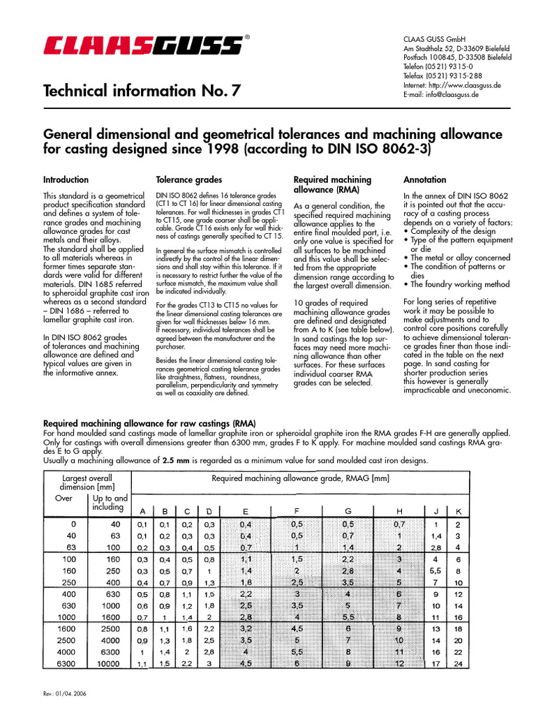 DCTG Tolerances and Machining Allowances | PDF | Engineering Tolerance ...