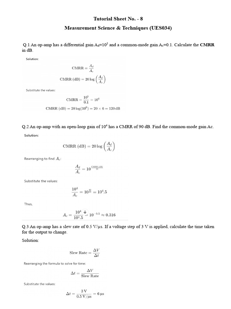 Tutorial Sheet No 8 Solu | PDF