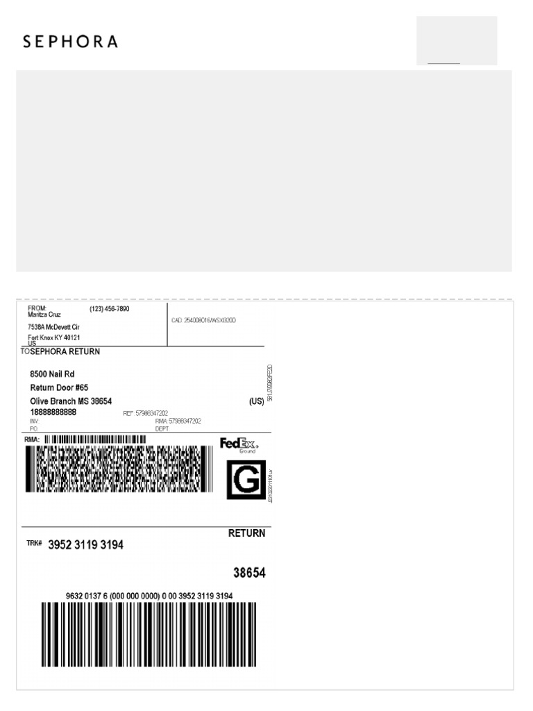 Sephora Label 395231193194 | PDF