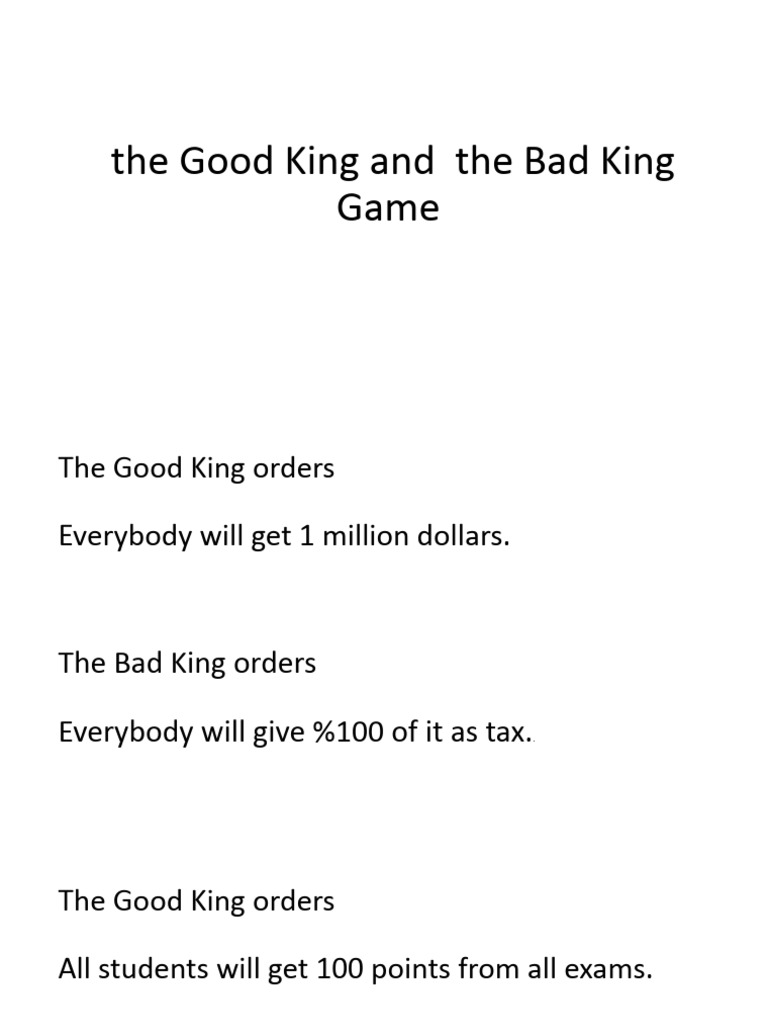 Good King vs. Bad King Game Summary | PDF