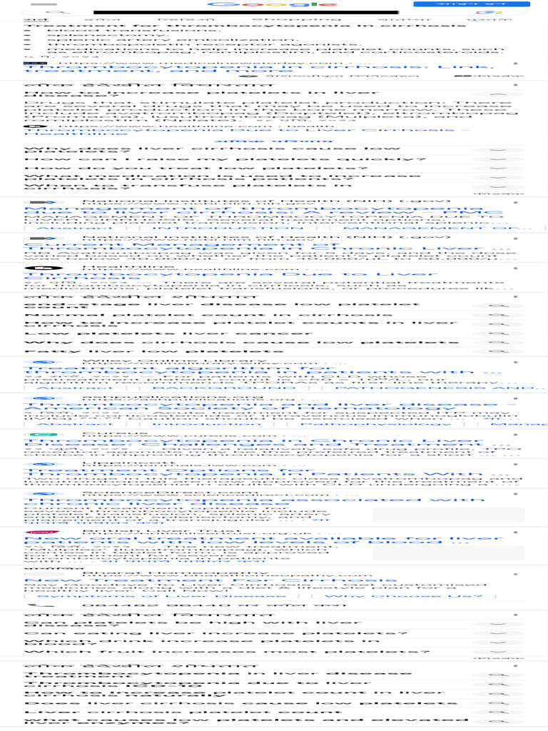 Low Platelet in Liver Cirrhosis Treatment - Google Search | PDF ...