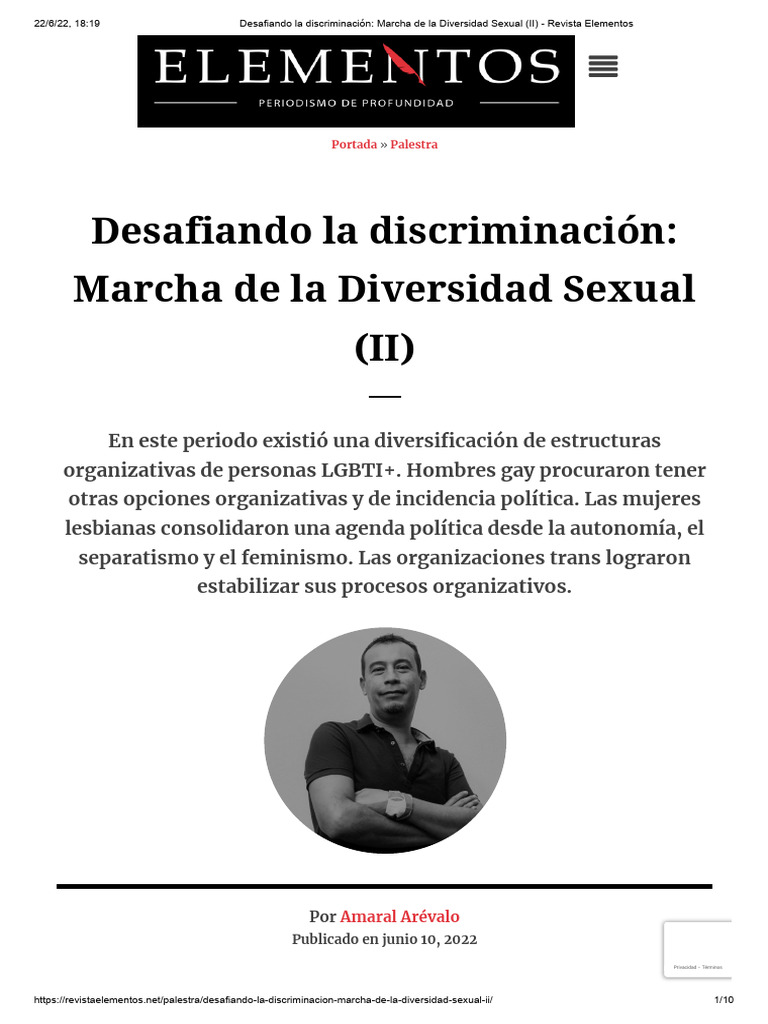 Desafiando La Discriminación - Marcha de La Diversidad Sexual (II) - Revista Elementos | PDF ...