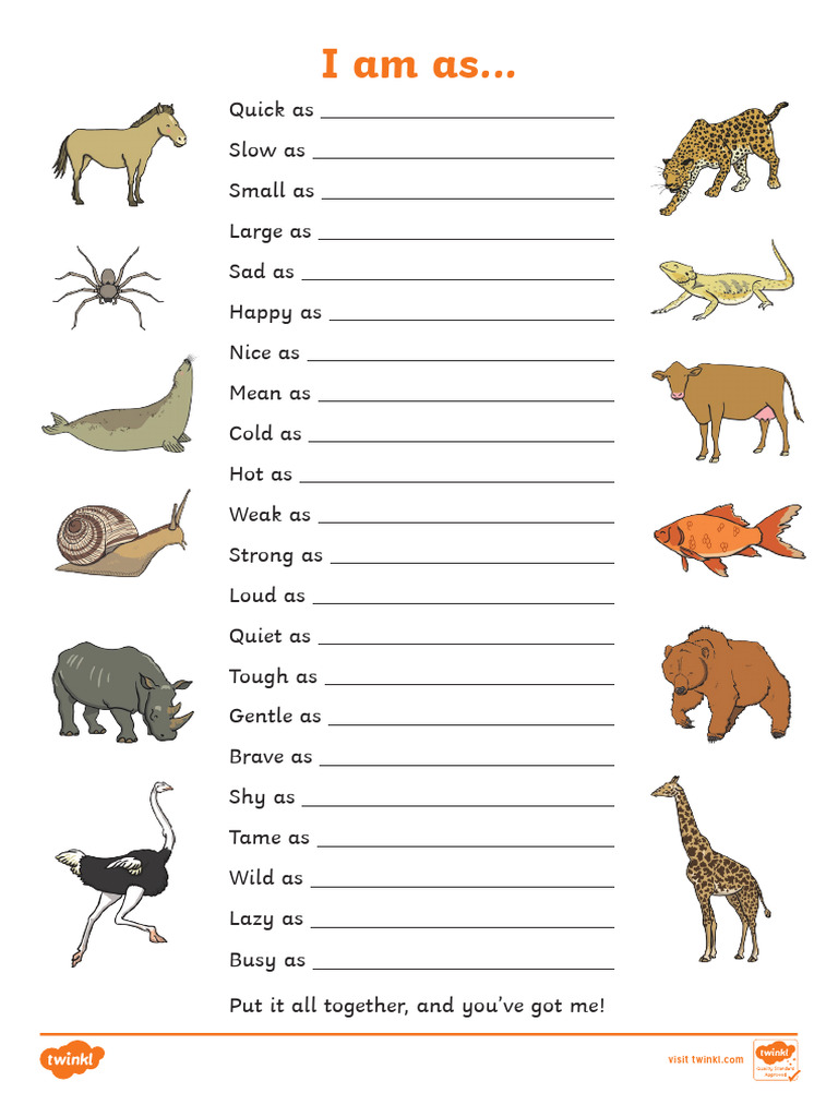 Simile Worksheet Arabic | PDF