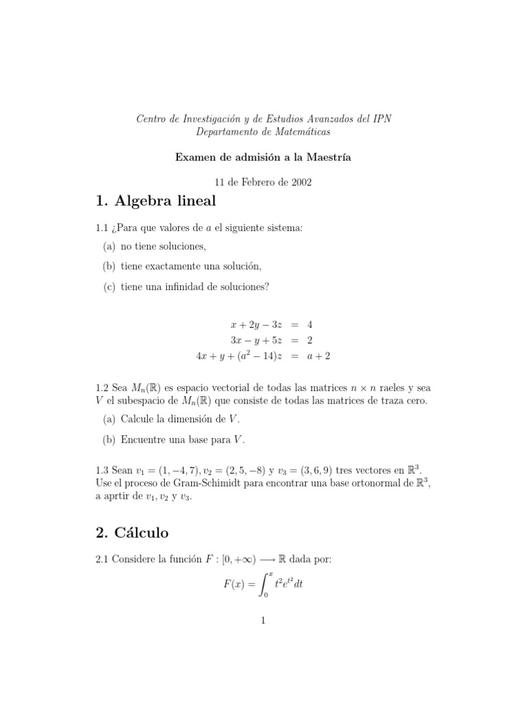 Algebra Lineal: Centro de Investigaci On y de Estudios Avanzados Del ...