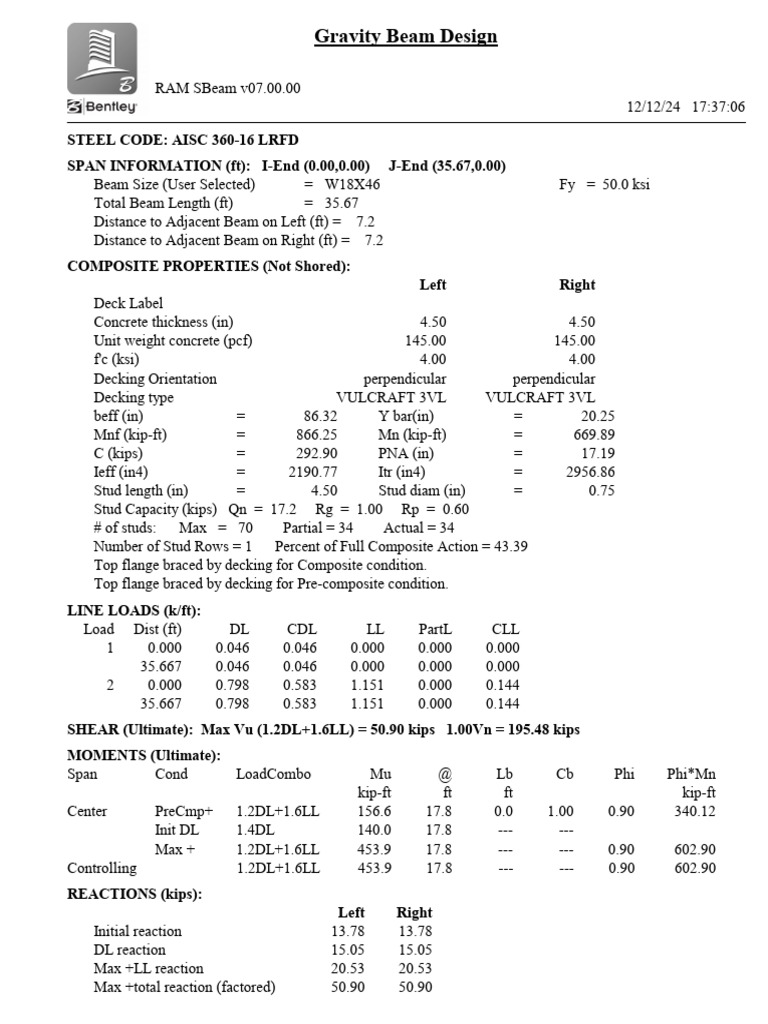 VPECTRL3 - RAM SBeam - Gravity Beam Design1 | PDF | Mechanics | Mechanical Engineering