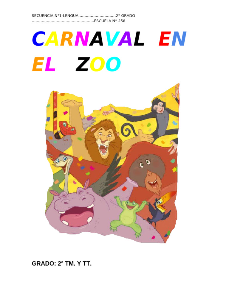 Carnaval en El Zoo Secuencia. 2 Grado 2024 | PDF | Maestros