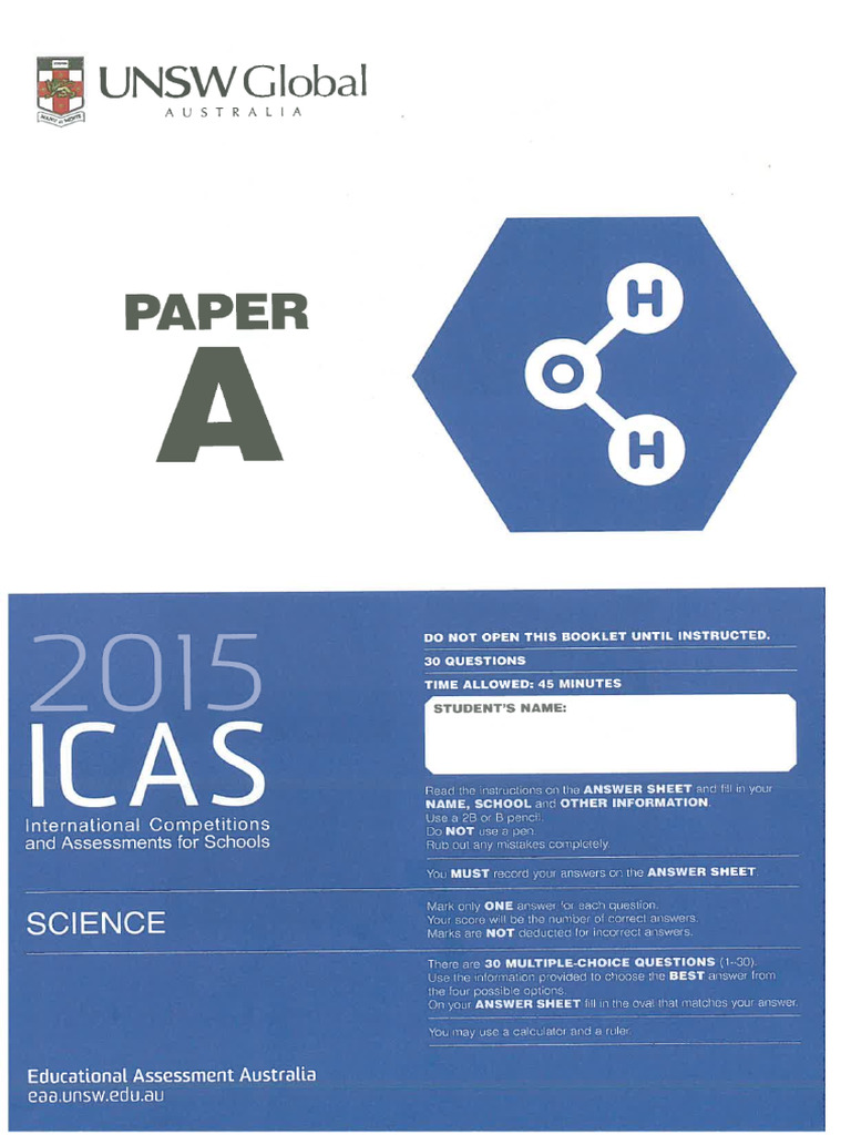 ICAS Science Paper A 2015 | PDF