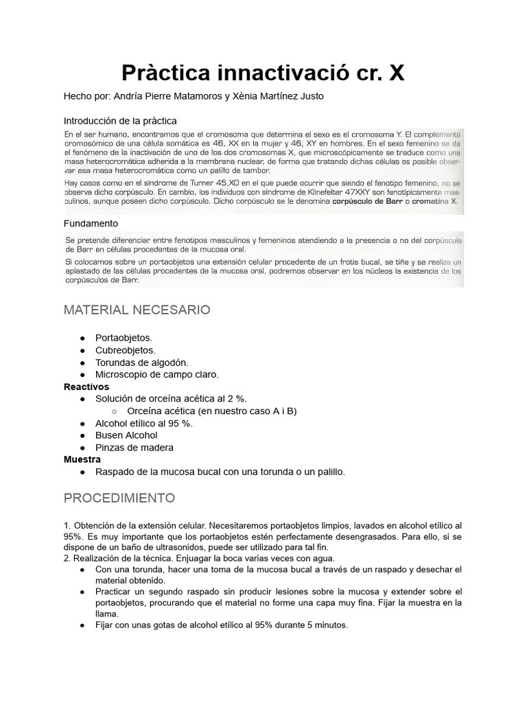Pràctica Innactivació Cr. X | PDF | Genética | Biología
