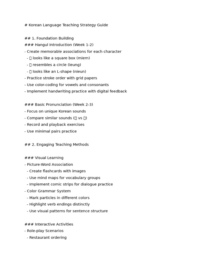 Korean Language Teaching Strategies | PDF | Korean Language | Reading ...