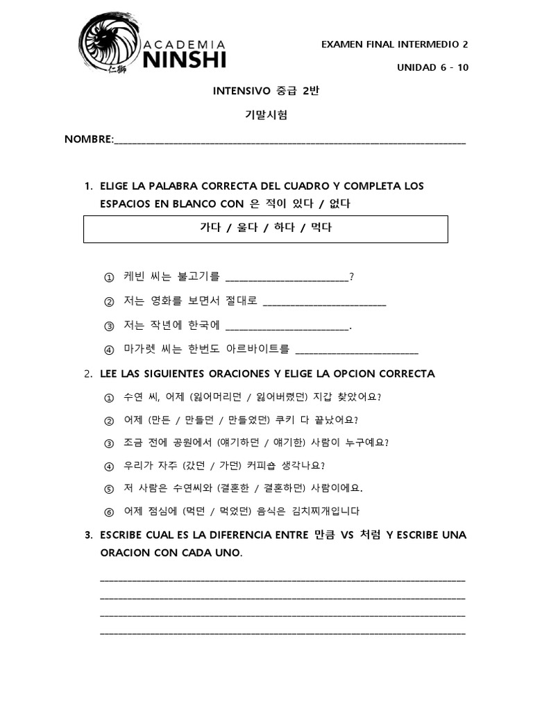 Intensivo Intermedio 2 Final (3.1!6!10) | PDF