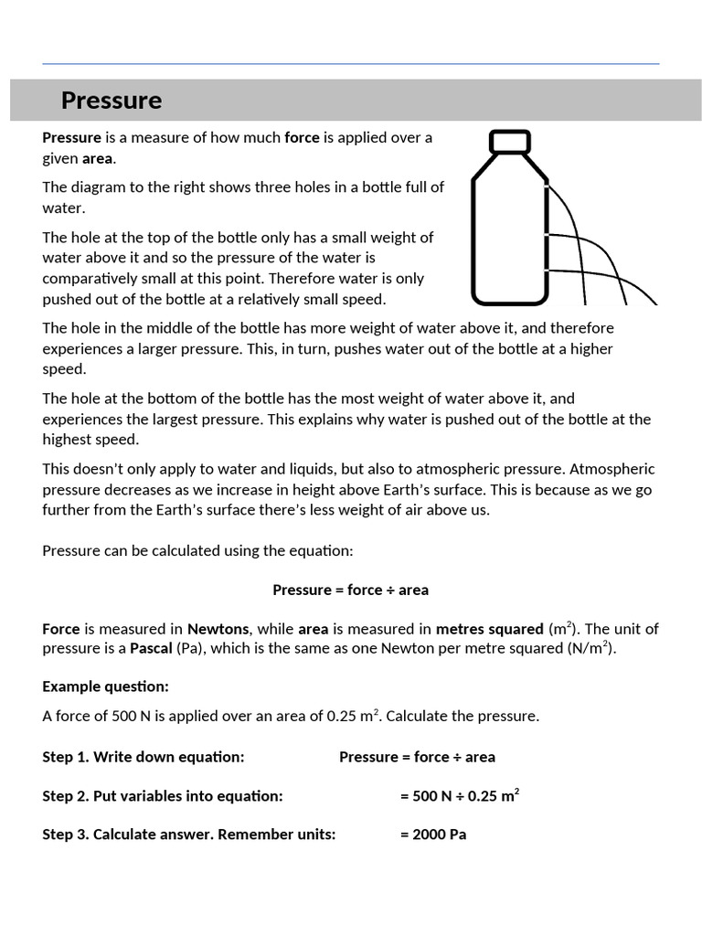 Pressure 1 | PDF | Pressure | Pascal (Unit)