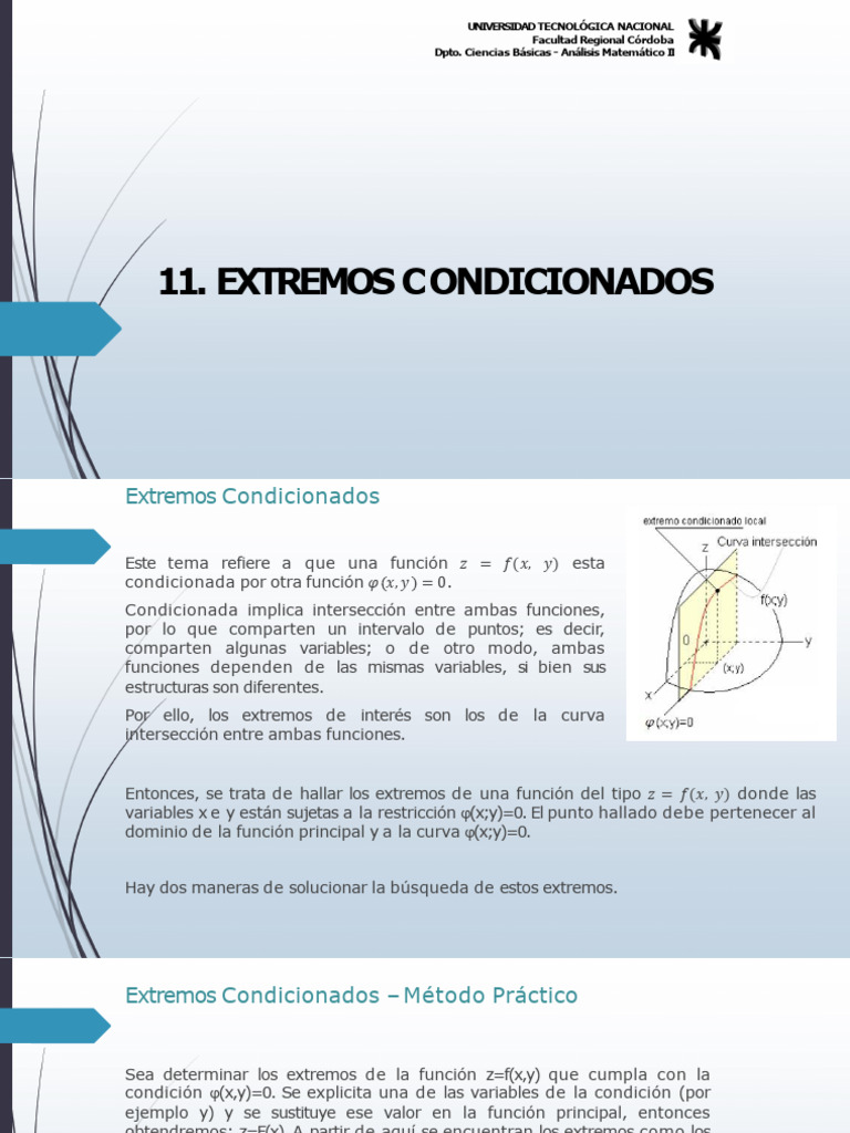 Práctico 11. Extremos Condicionados | PDF | Función (Matemáticas) | Matemáticas