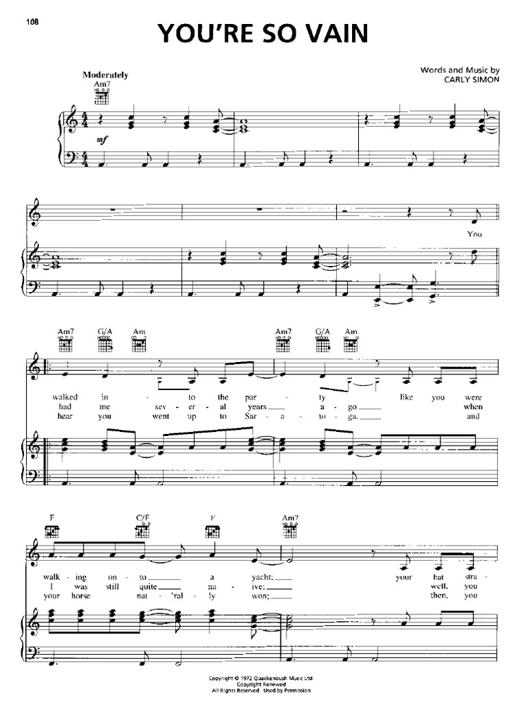 Youre So Vain - Carly Simon | PDF