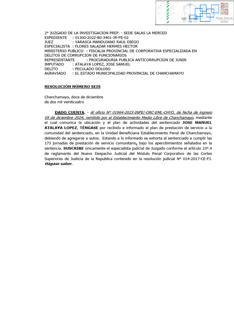 Exp. 01300-2022-80-3401-JR-PE-02 - Resolución - 79098-2024 | PDF