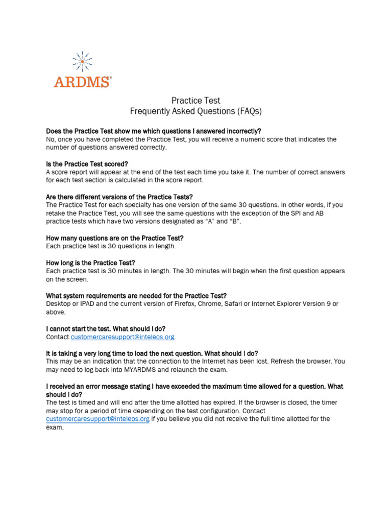 ARDMS-Practice-Test-FAQs | PDF