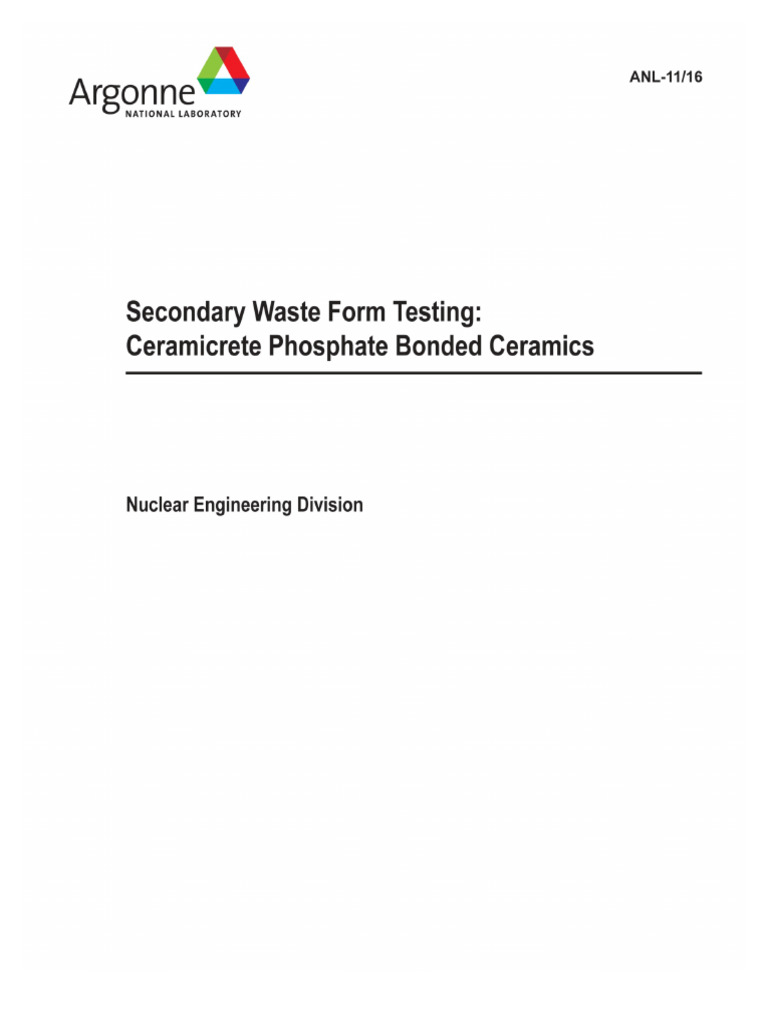 Ceramicrete Waste Form Analysis Report | PDF | Waste | Radioactive Waste