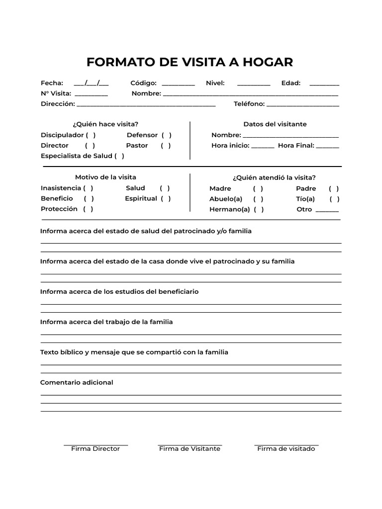 Formato de Visita a Hogar Detallado | PDF