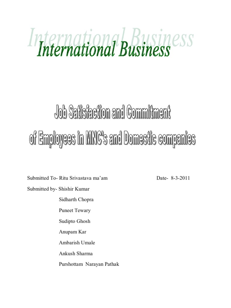 IB FINAL REPORT (Submitted by Shishir & Group) | PDF | Job Satisfaction ...