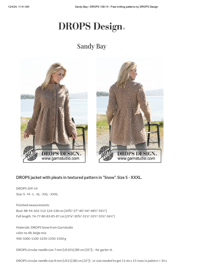 Sandy Bay - DROPS 109-14 - Free Knitting Patterns by DROPS Design | PDF ...
