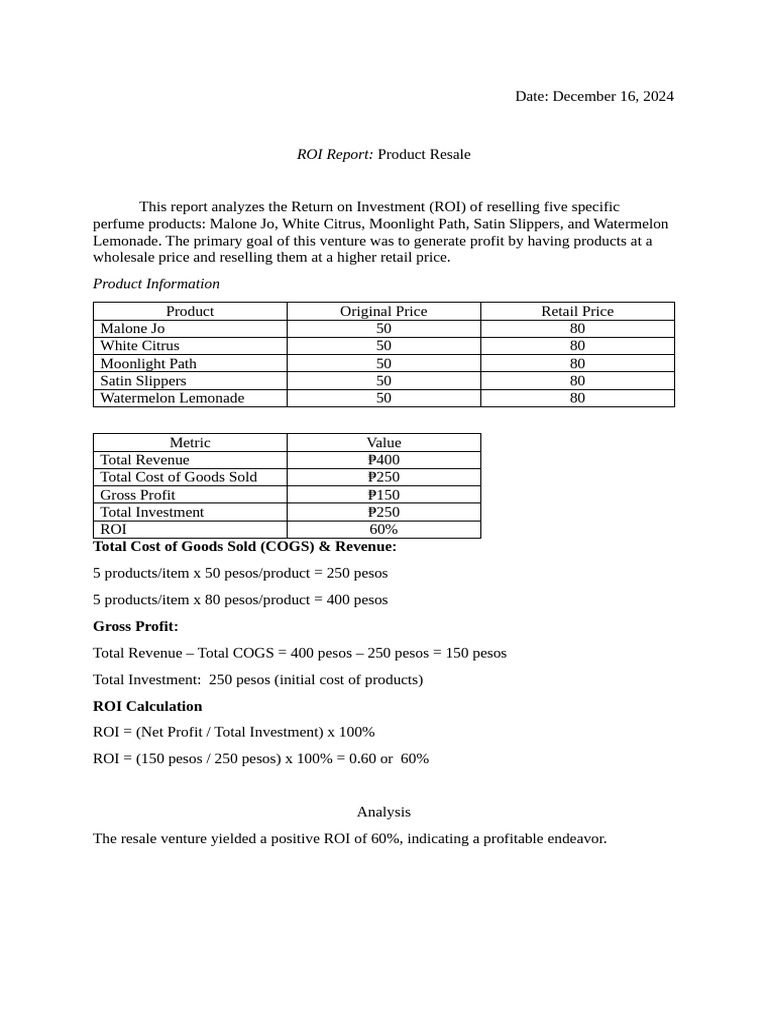 MMW Roi Report | PDF