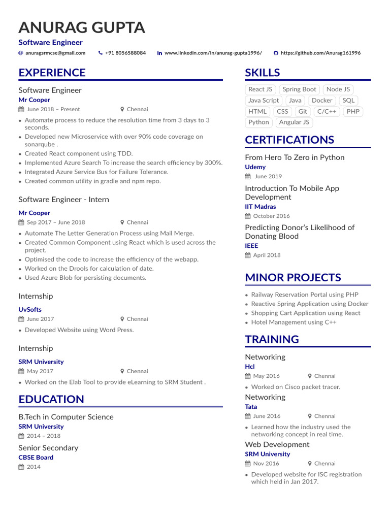 Anurags Resume | PDF | Computing | Computer Engineering