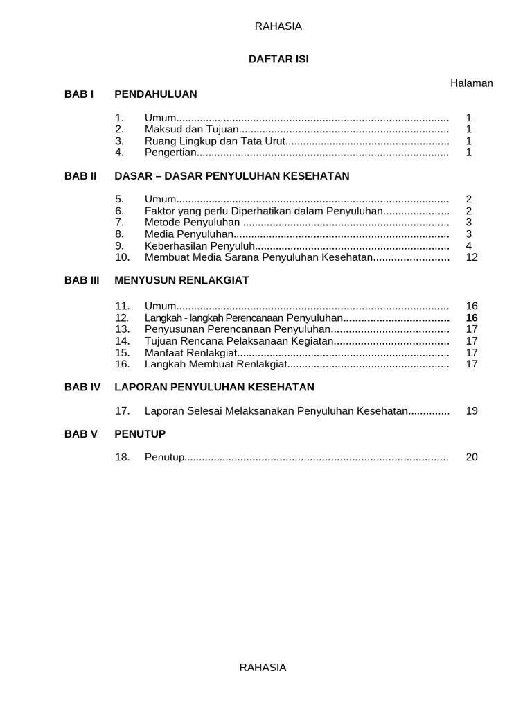DAFTAR ISI Penyuluhan Kesehatan | PDF