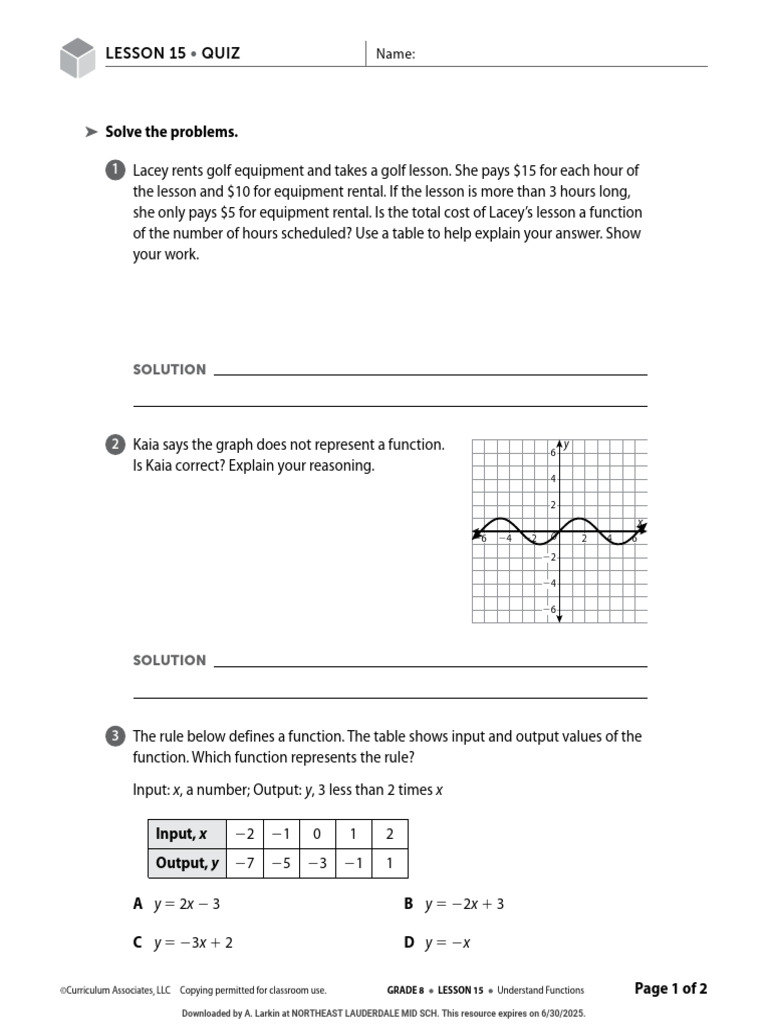 8 F 3+Homework+Practice | PDF | Function (Mathematics) | Mathematical Objects
