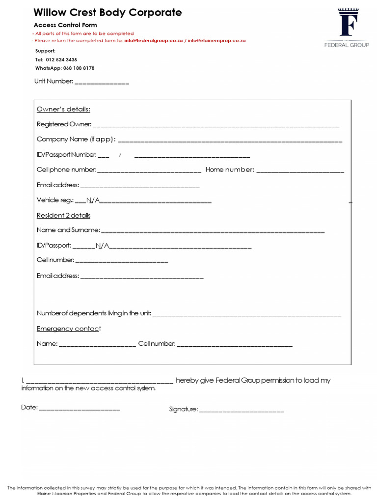 Willow Crest Complex_Access Control^GForm | PDF