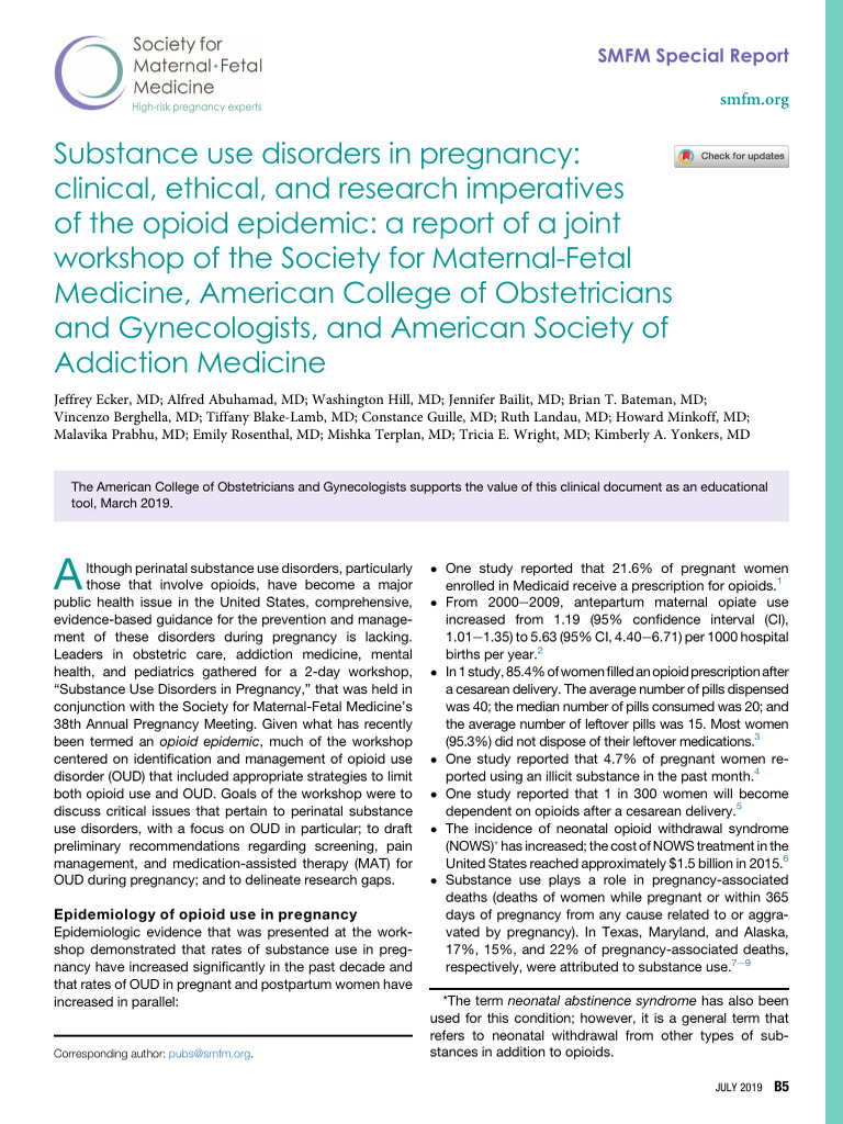 Substance Use Disorders in Pregnancy | PDF | Opioid | Substance Abuse