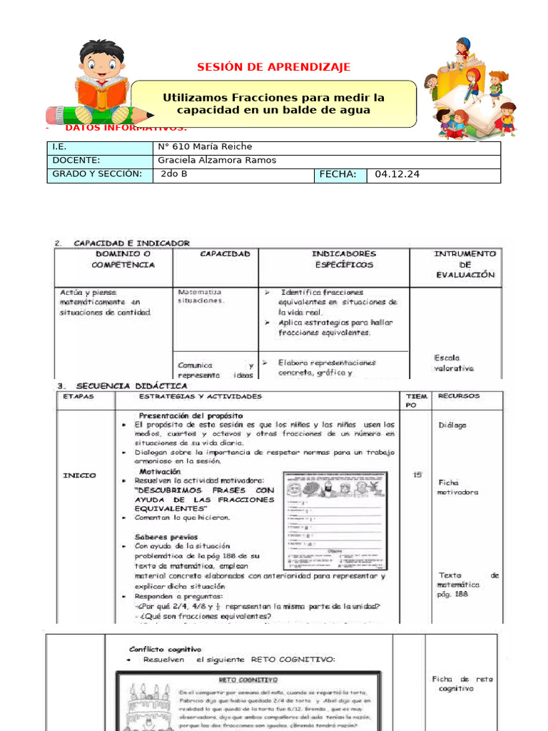 SESIÓN mat-fracciones para la capacidad de un balde con agua | PDF
