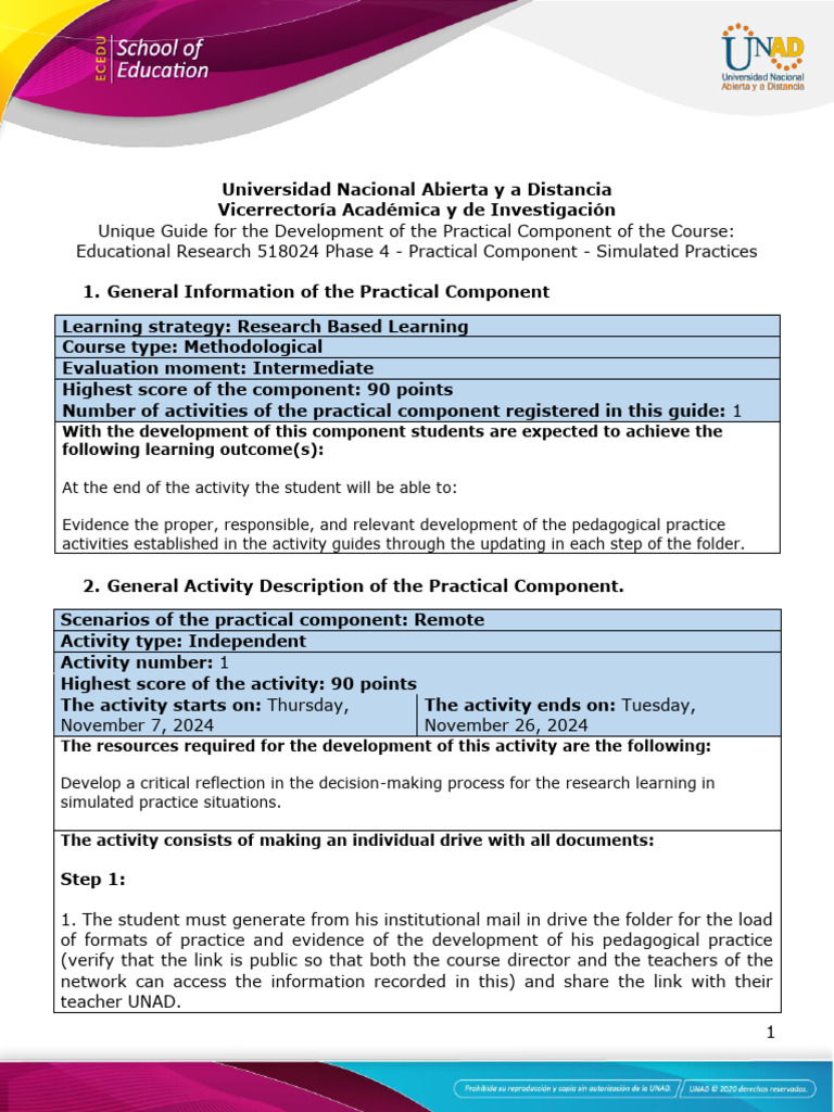 Guide For The Development of The Practical Component and Evaluation Rubric - Unit 3 - Phase 4 ...
