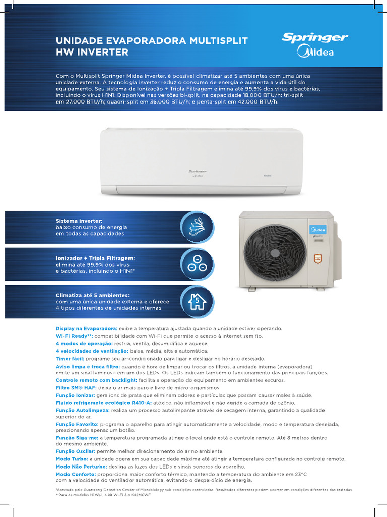 Lâmina Comercial - Multisplit Springer Midea Inverter | PDF | Termodinâmica de Engenharia ...