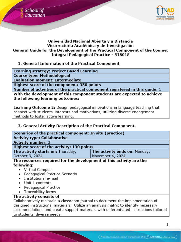 Guide for the Development of the Practical Component - Unit 2 - Phase 3 ...