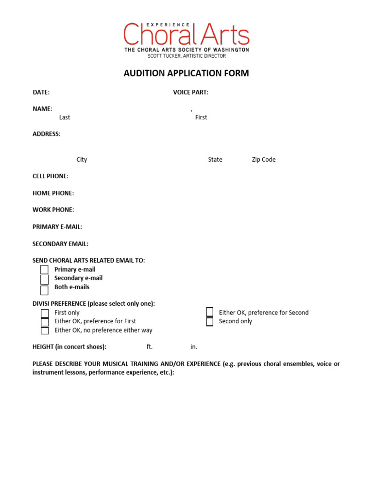Victoria Barrow Audition App Form | PDF