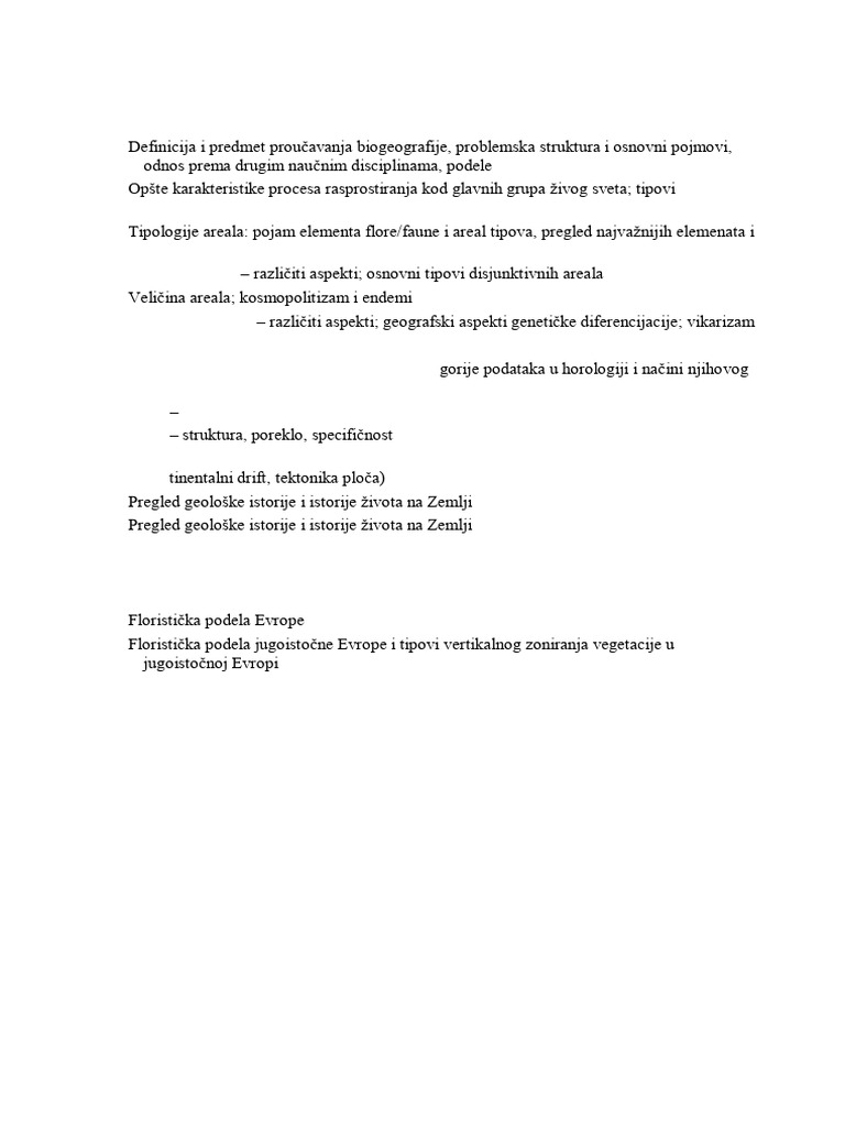 Biogeografija2020 Bio Skripta Pdf