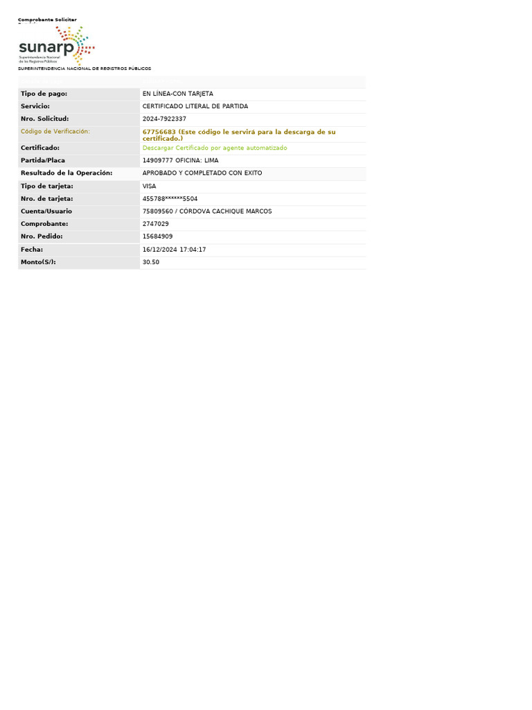 Bienvenido a la Extranet de SUNARP | PDF