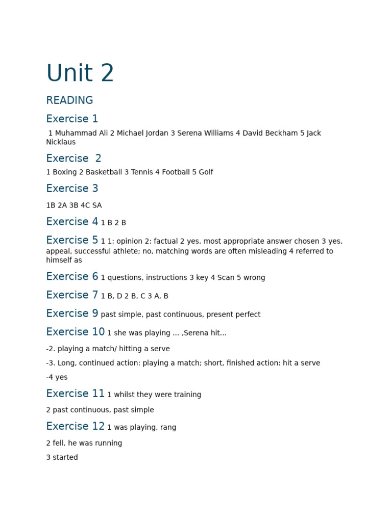 Unit 2 L&S | PDF | Sports