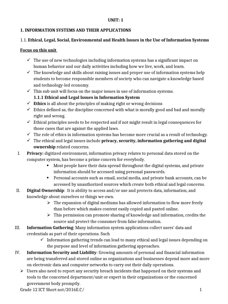 Unit 1 ICT Grade 12 - 2016 | PDF | Cloud Computing | Big Data