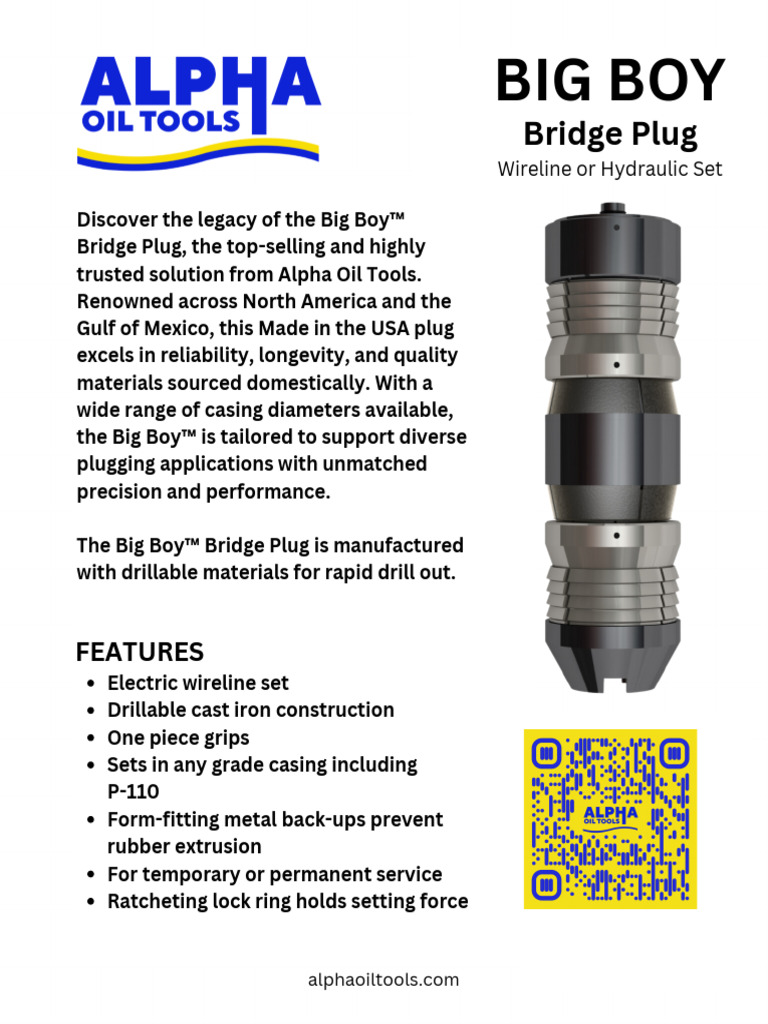 Big Boy Bridge Plug - Technical Data Sheet - 2024 | PDF