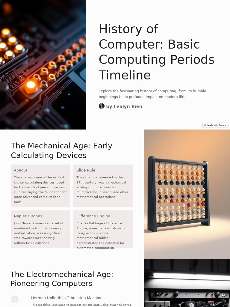 History of Computer Basic Computing Periods Timeline | PDF | Computer Memory | Integrated Circuit