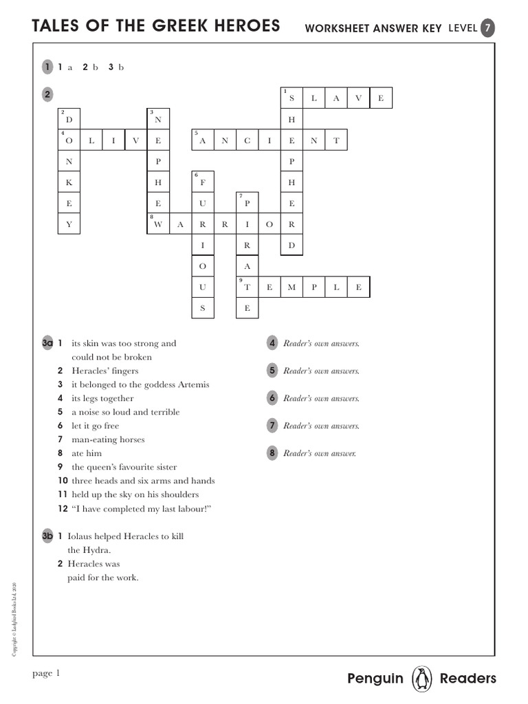 PR Tales Greek Heroes WorksheetAnswerKey LR2 | PDF | Greek Mythology ...