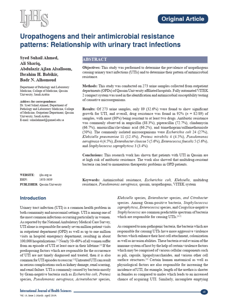 Uropathogens Intro | PDF | Urinary Tract Infection | Antimicrobial Resistance