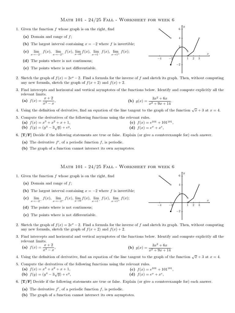 ws06 | PDF | Function (Mathematics) | Derivative